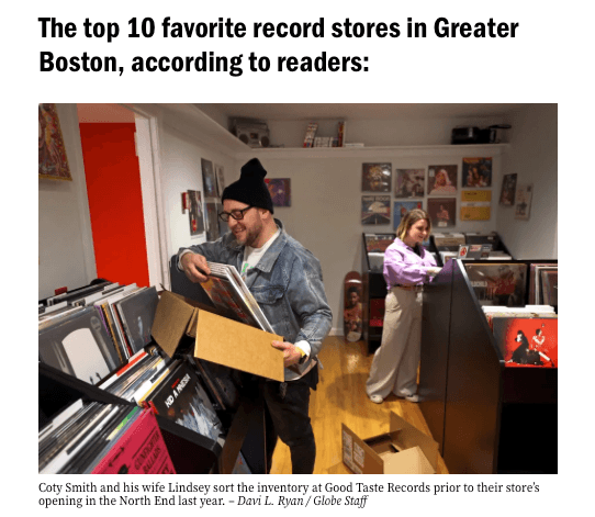 Boston.com's Top 10 Record Stores - GOOD TASTE Records